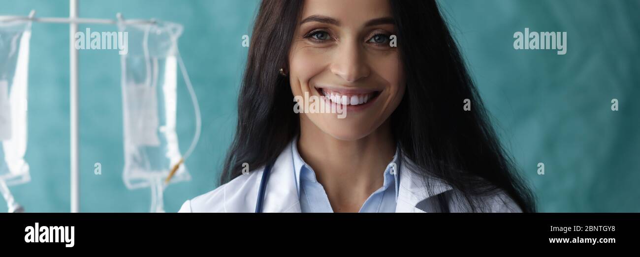 Female with stethoscope on neck Stock Photo - Alamy