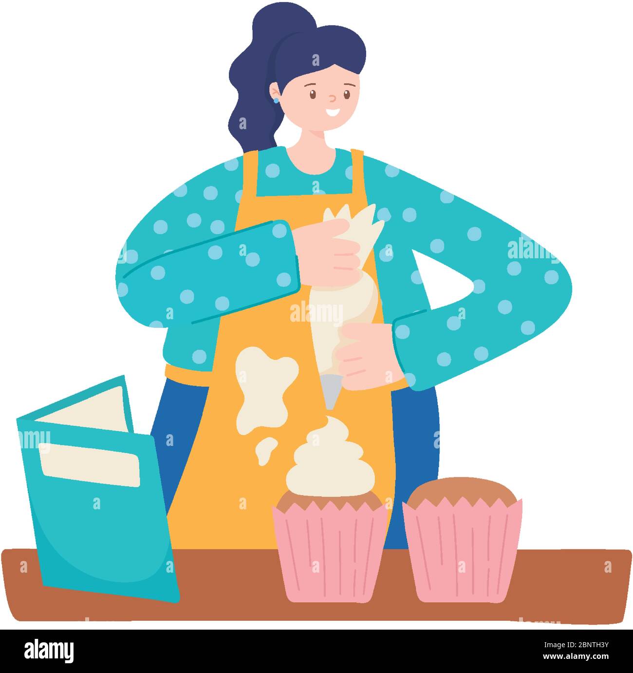 Cartoon People Baking Cakes