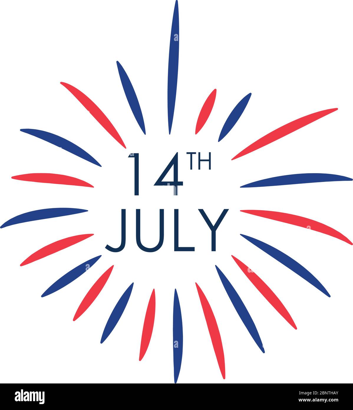 Happy bastille day concept, decorative burst and 14 of july lettering ...