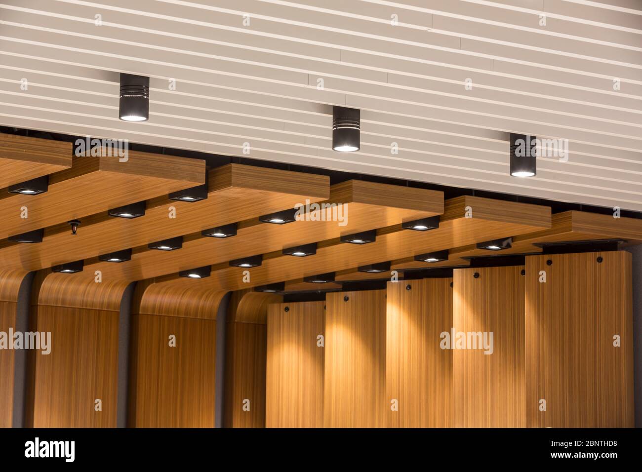 Installation of suspended ceilings and lighting Stock Photo - Alamy