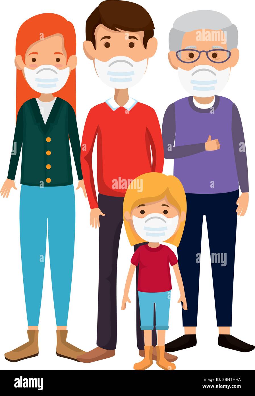 family members using face mask Stock Vector Image & Art - Alamy
