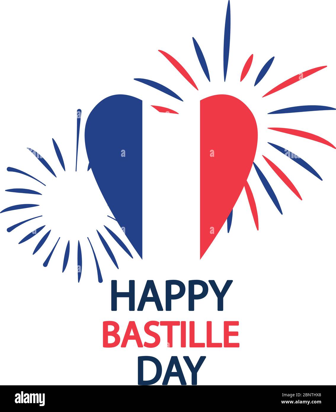 Happy Bastille day concept, france flag in heart shape and fireworks ...
