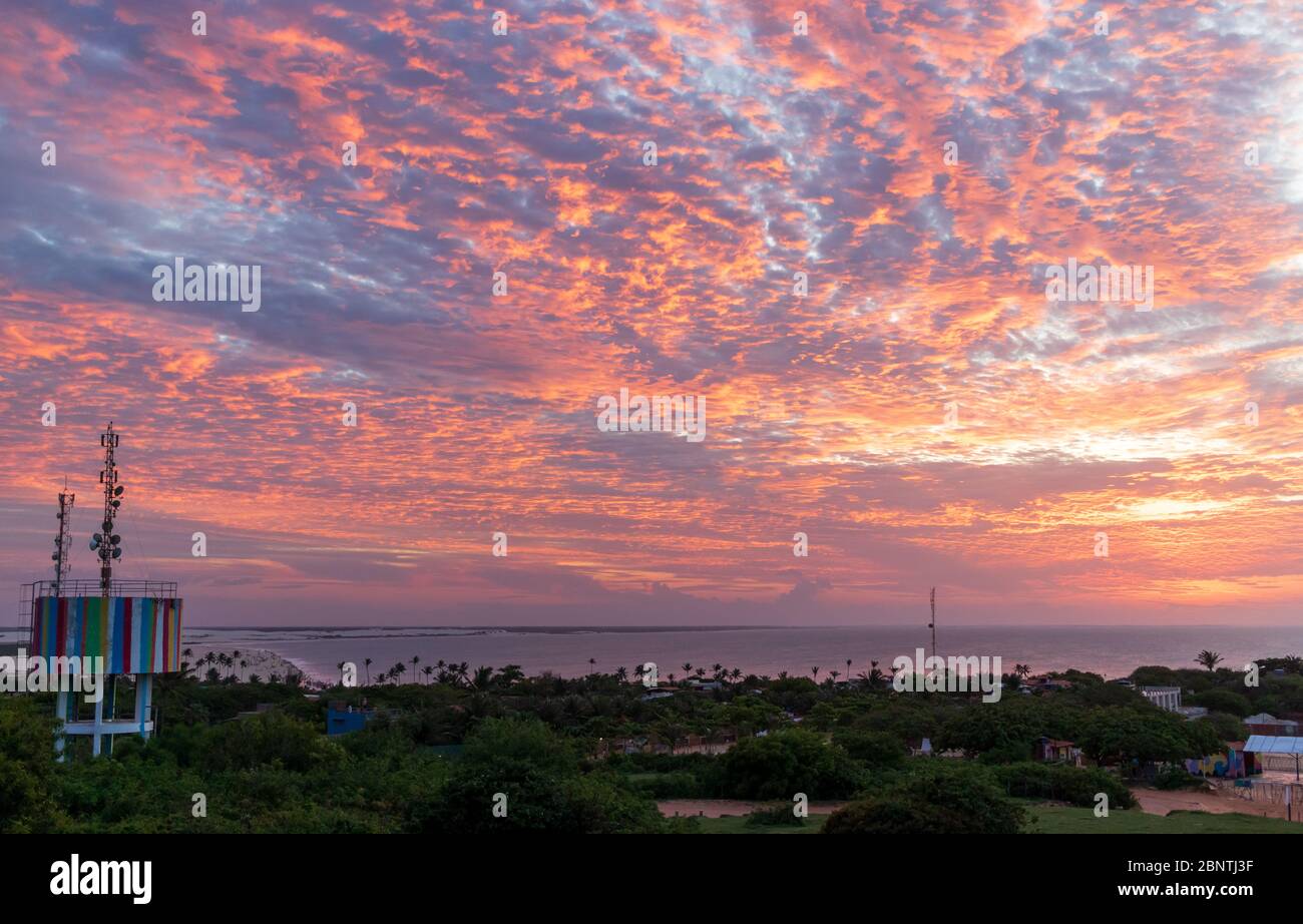 Sky with warm colors seen from Morro do Serrote in Jericoacoara, Ceará ...