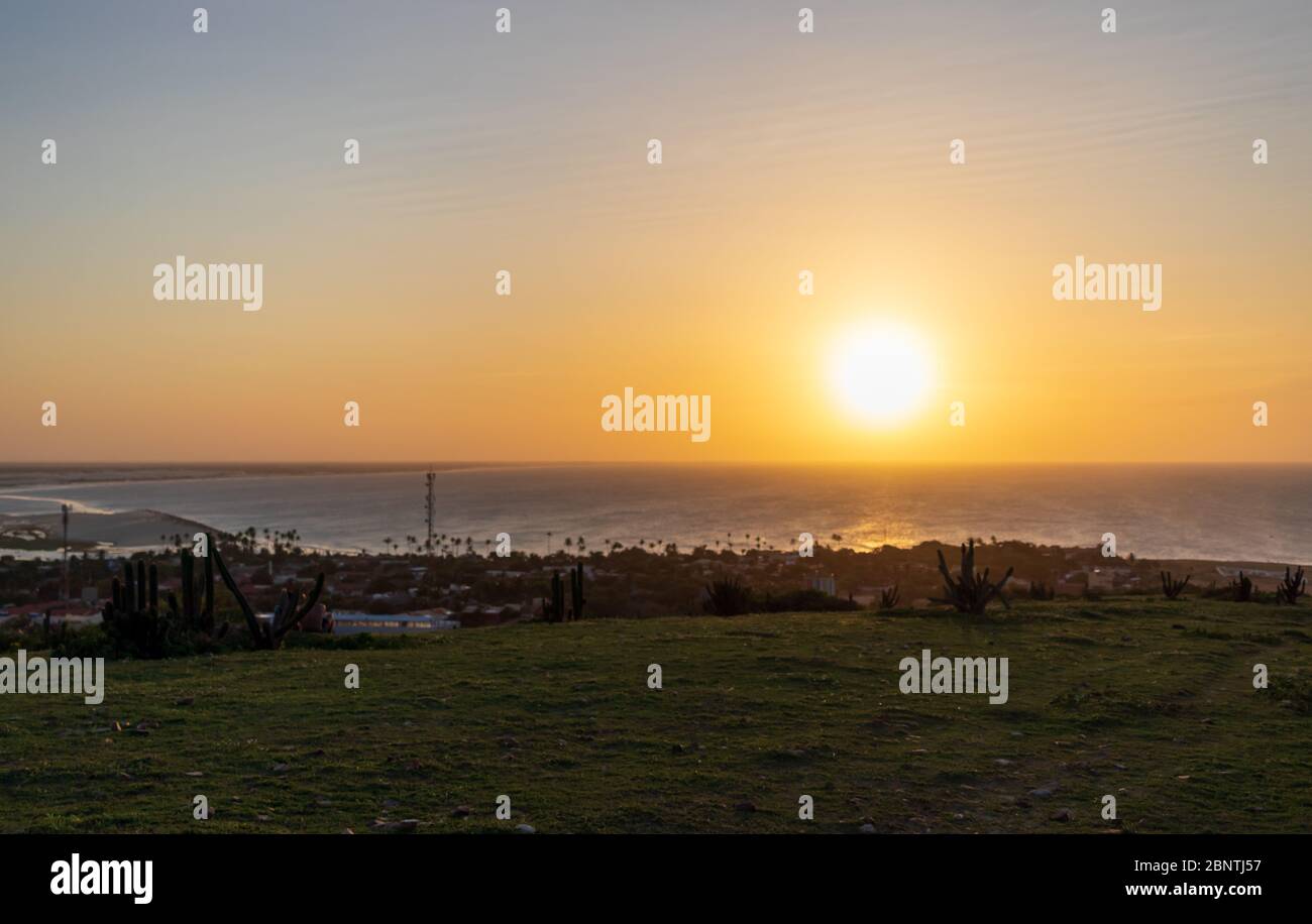 Sunset seen from Morro do Serrote in Jericoacoara, Ceará, Brazil Stock ...