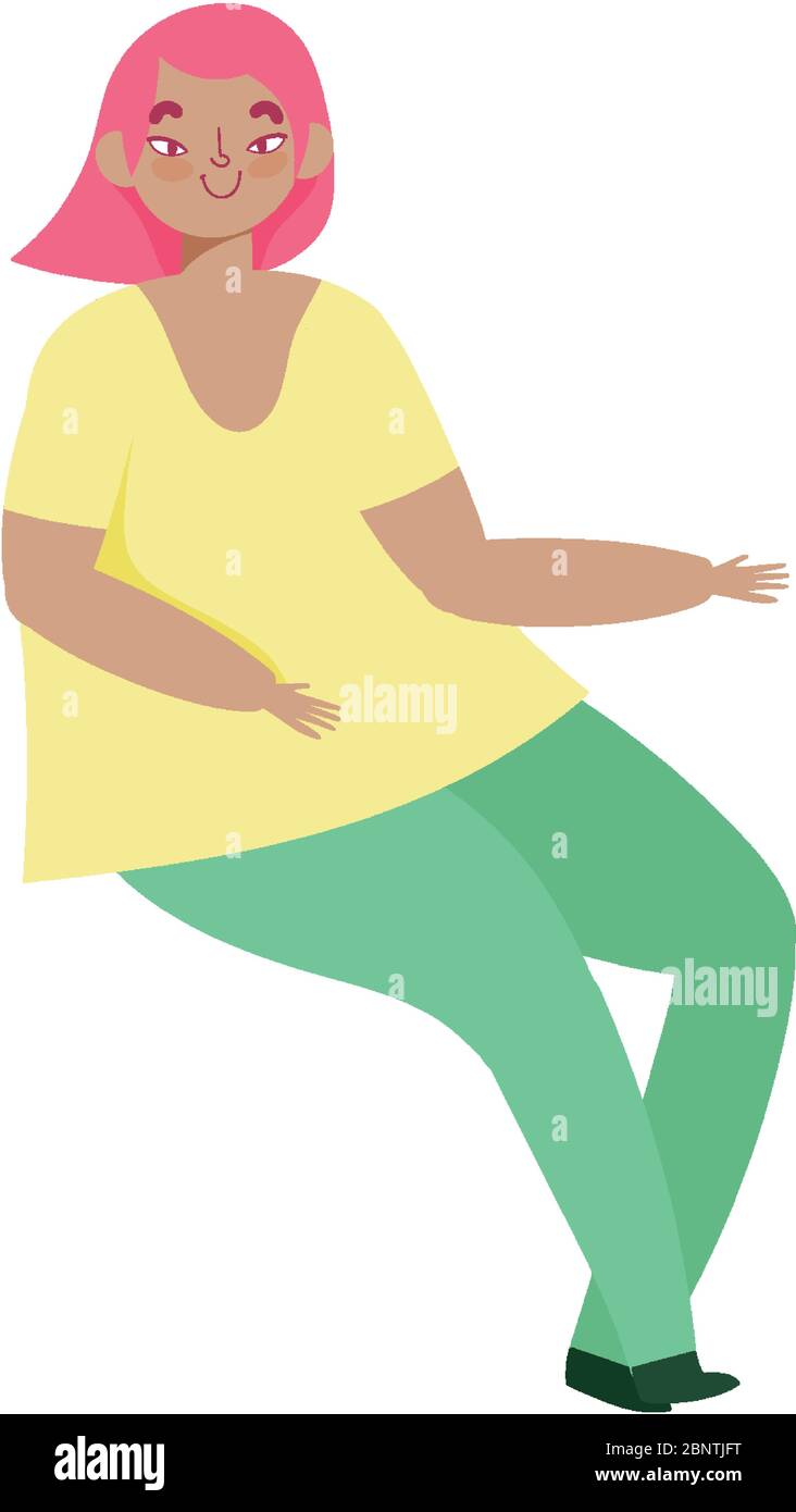 young woman sitting character isolated icon design vector illustration ...