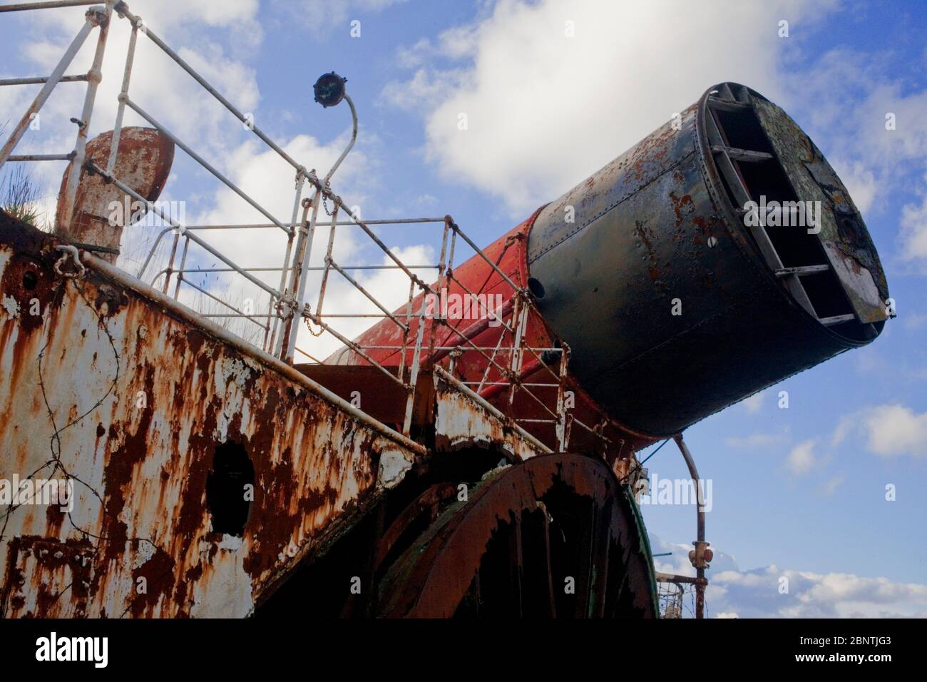 The sad remains of the paddlesteamer Ryde, resting in a mud berth at ...