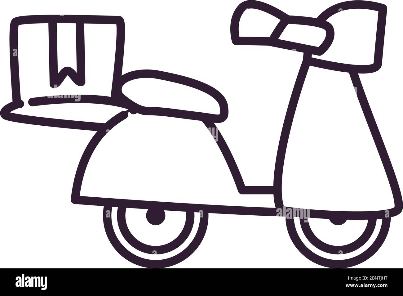 Box over motorcycle line style icon design, Delivery logistics and ...