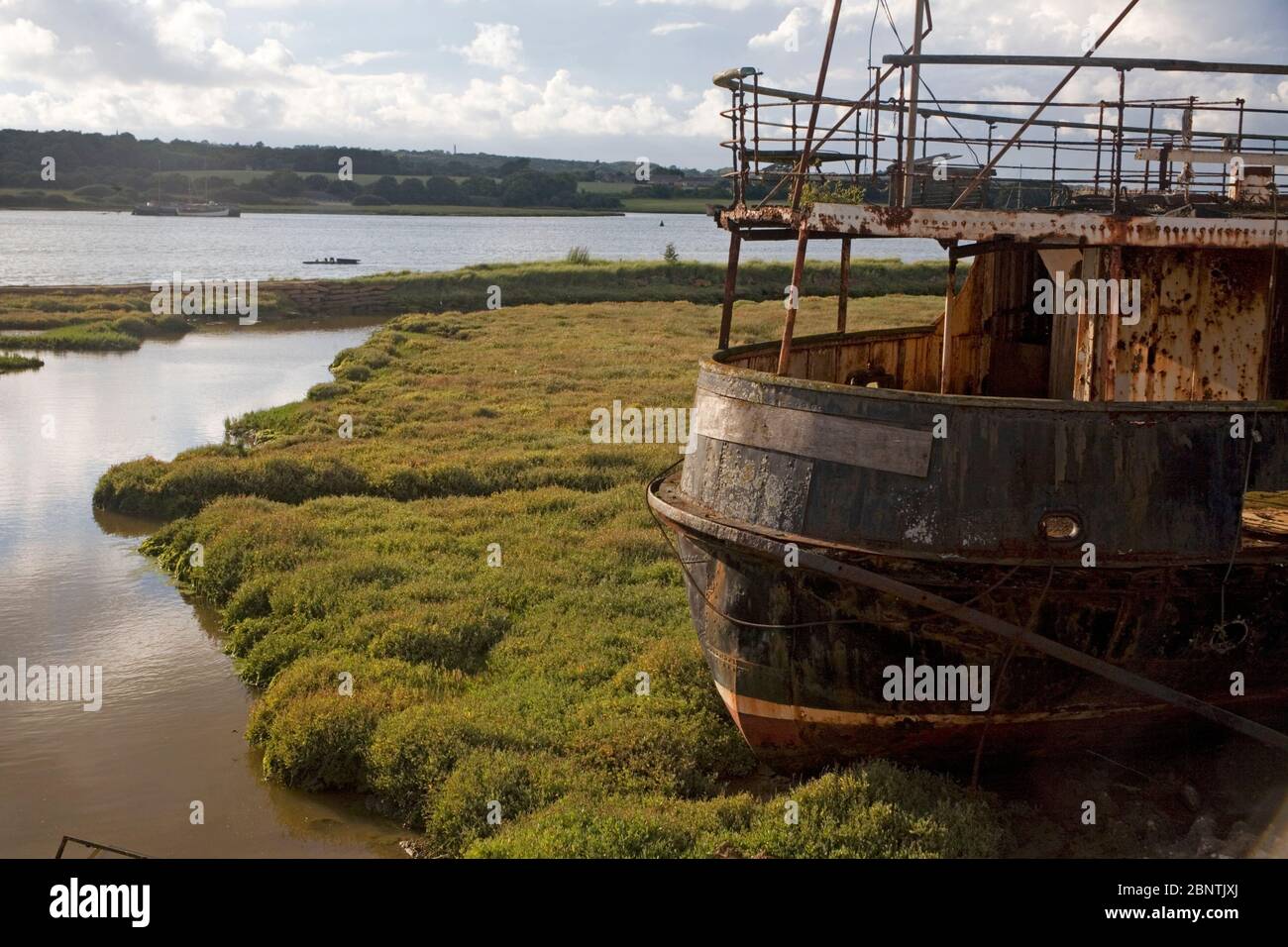 The sad remains of the paddlesteamer Ryde, resting in a mud berth at ...