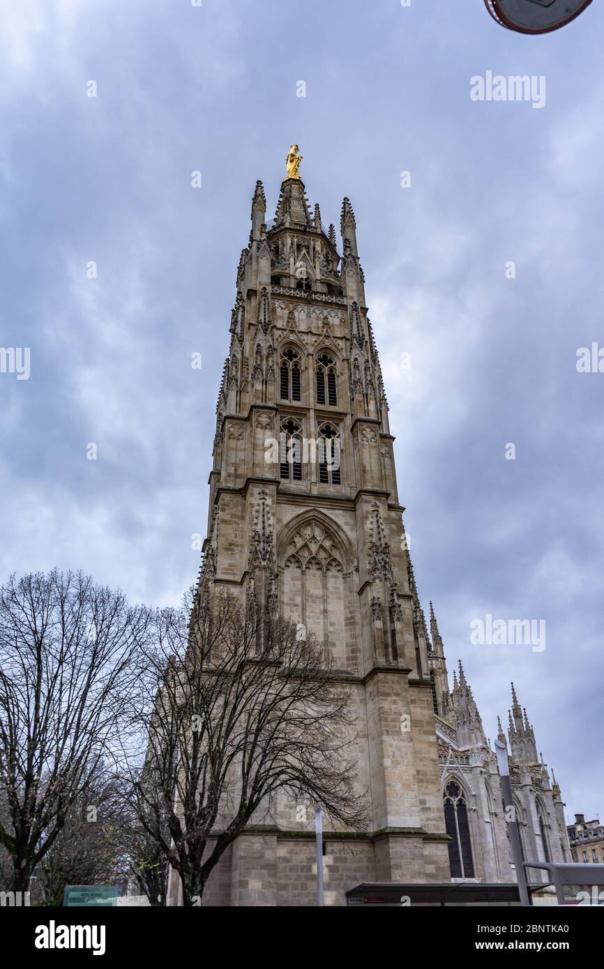 Cathedrale Saint Andre and Pey Berland Tower in Bordeaux, France Stock ...
