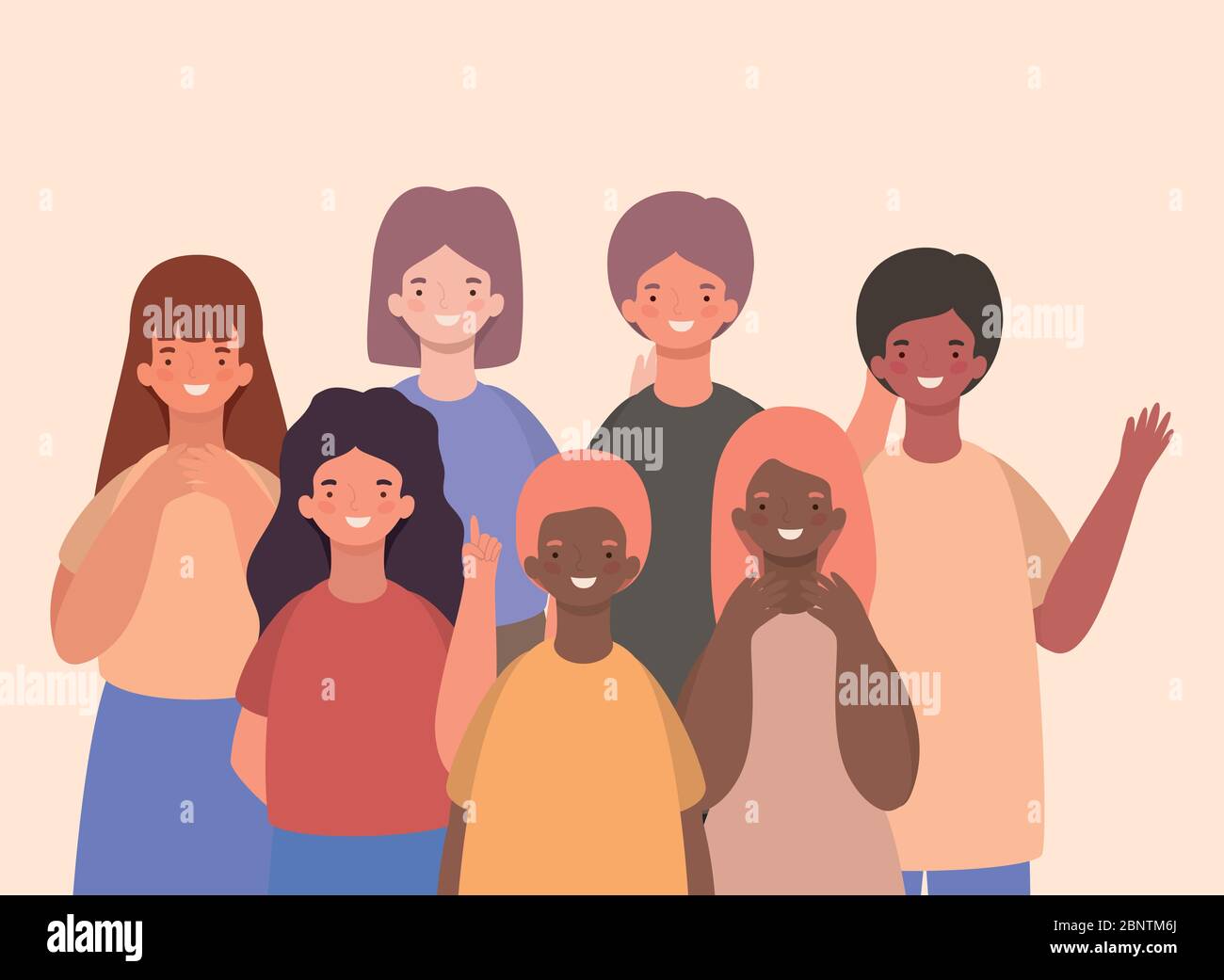 Portrait happy men women Stock Vector Images - Alamy