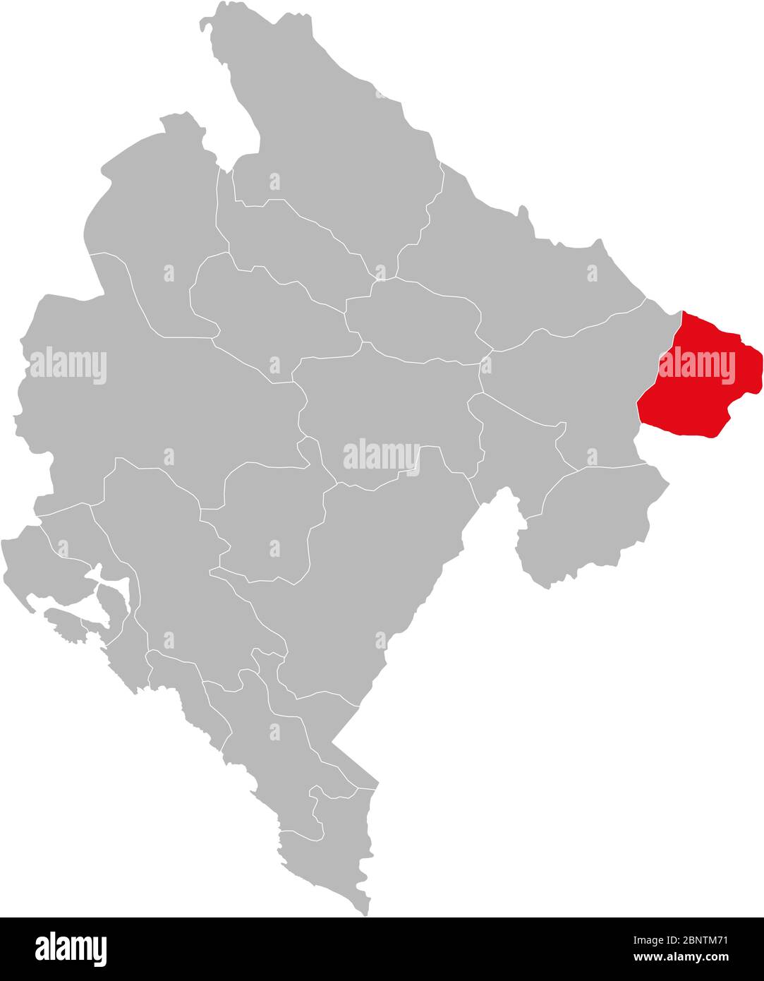 Rozaje province highlighted on montenegro map. Gray background Stock ...
