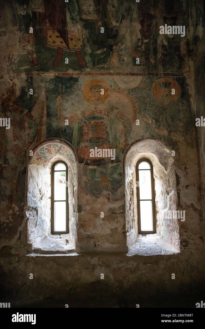 Caucasus, Georgia, Imereti region, Kutaisi. Mural frescoes in the ...