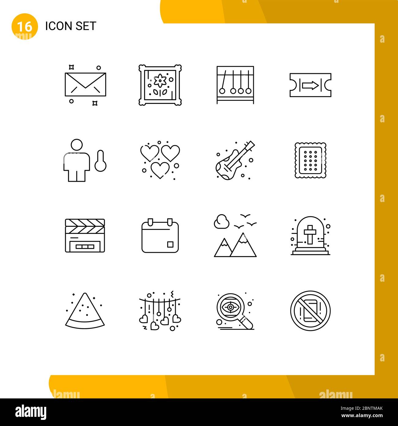 Pictogram Set of 16 Simple Outlines of temperature, degrees, medical ...
