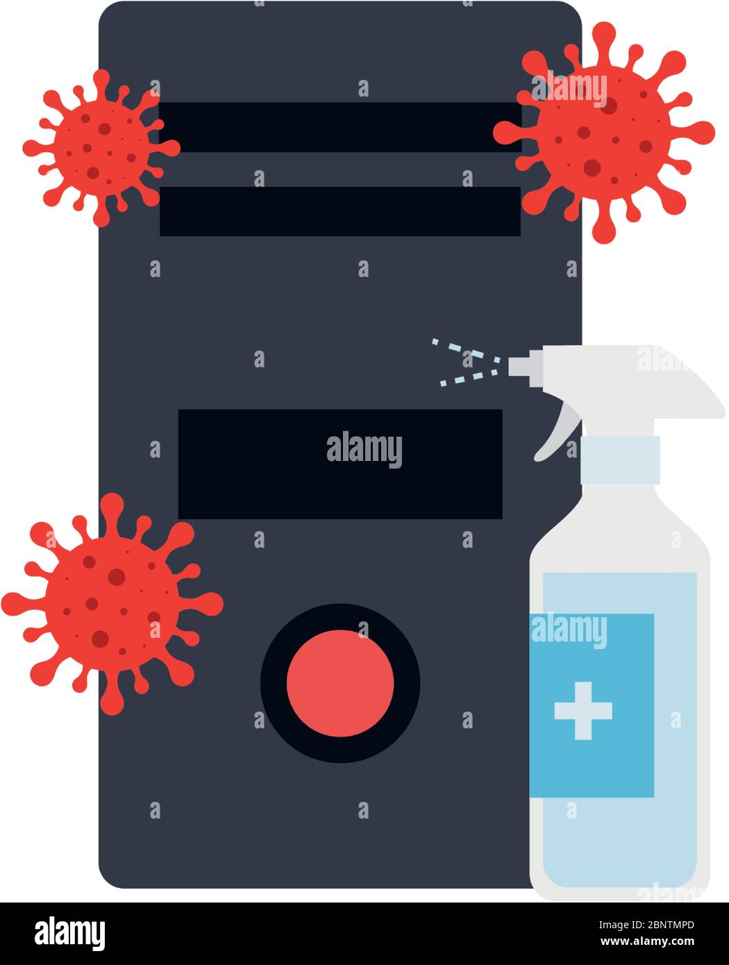 cpu server with prevention spray bottle covid 19 Stock Vector Image ...