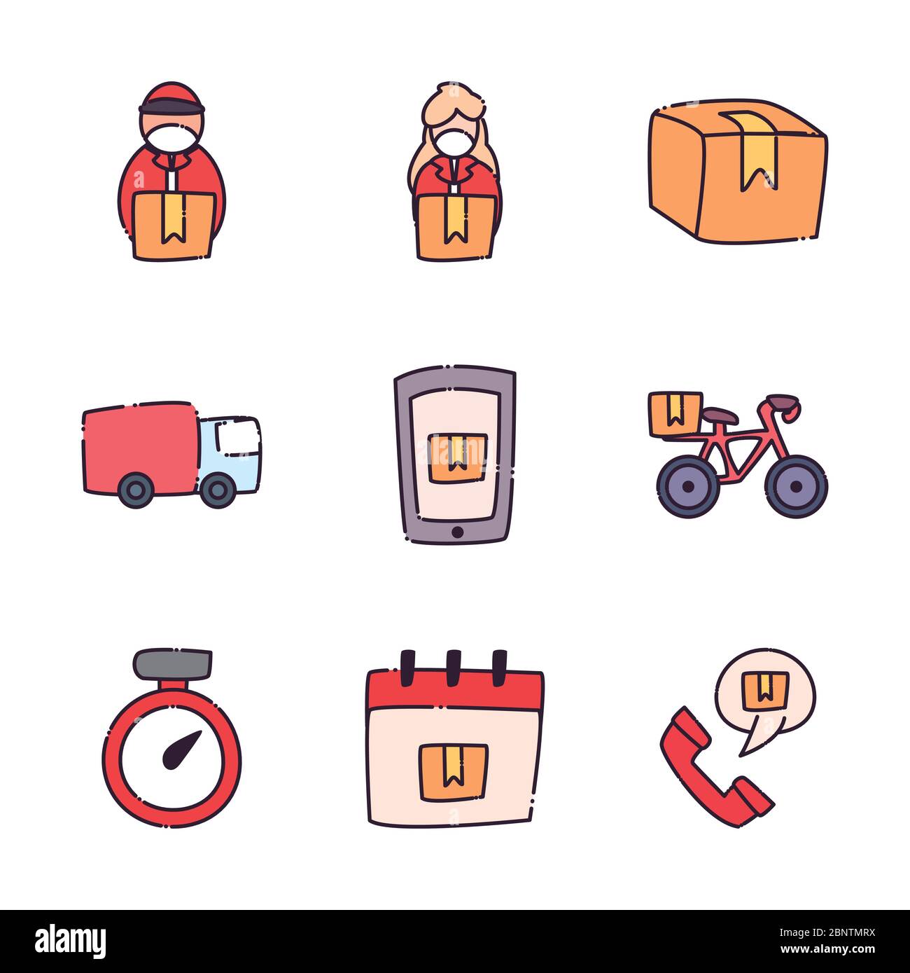flat style icon set design, Safe delivery logistics and transportation ...