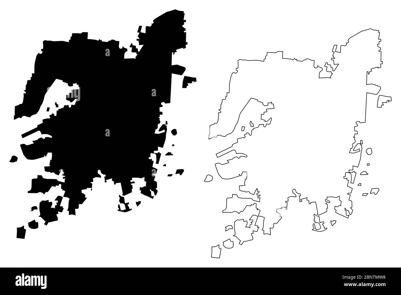 Indore City (Republic of India, Madhya Pradesh State) map vector ...