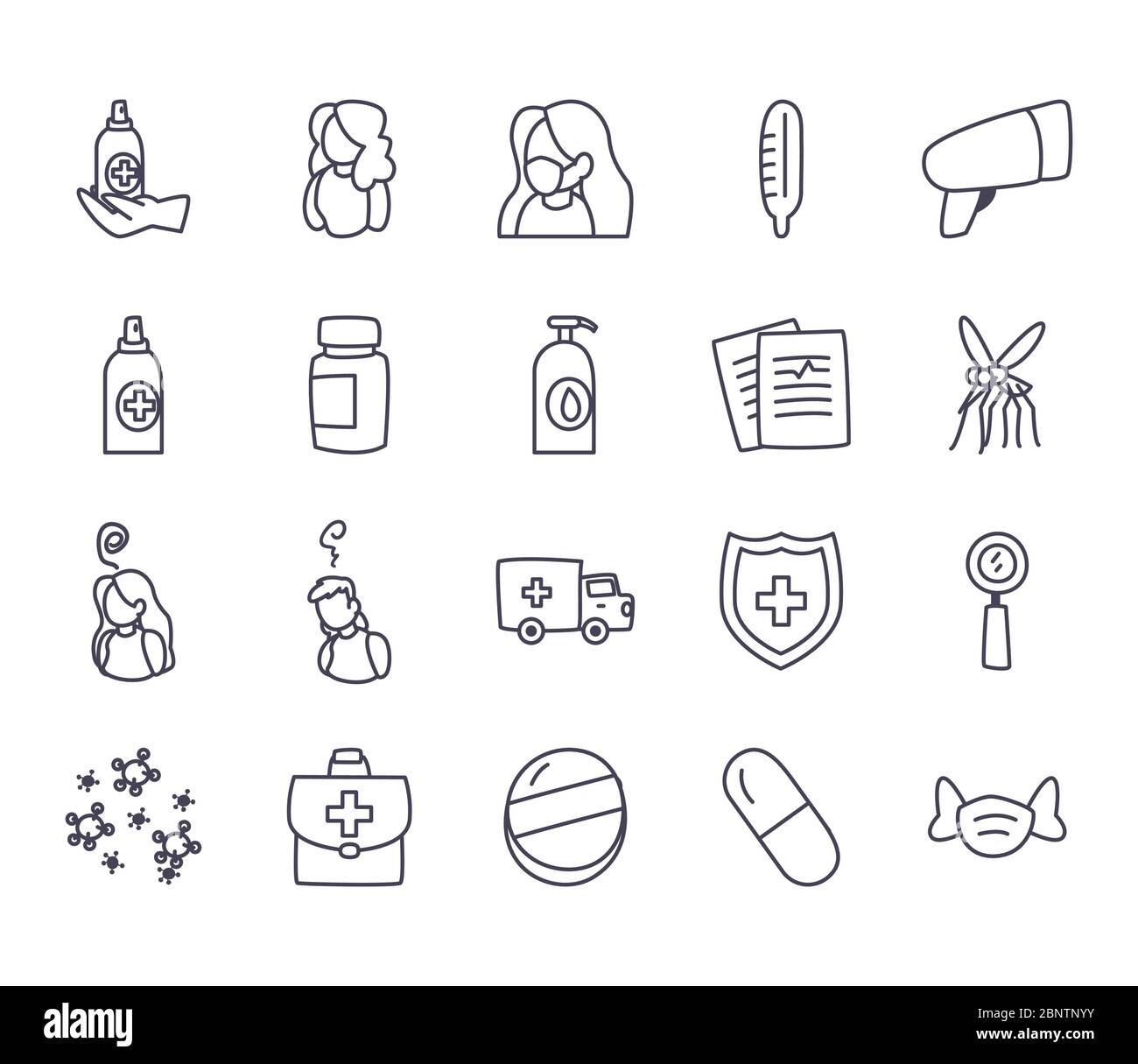 line style icon set design of Medical care health and emergency theme ...