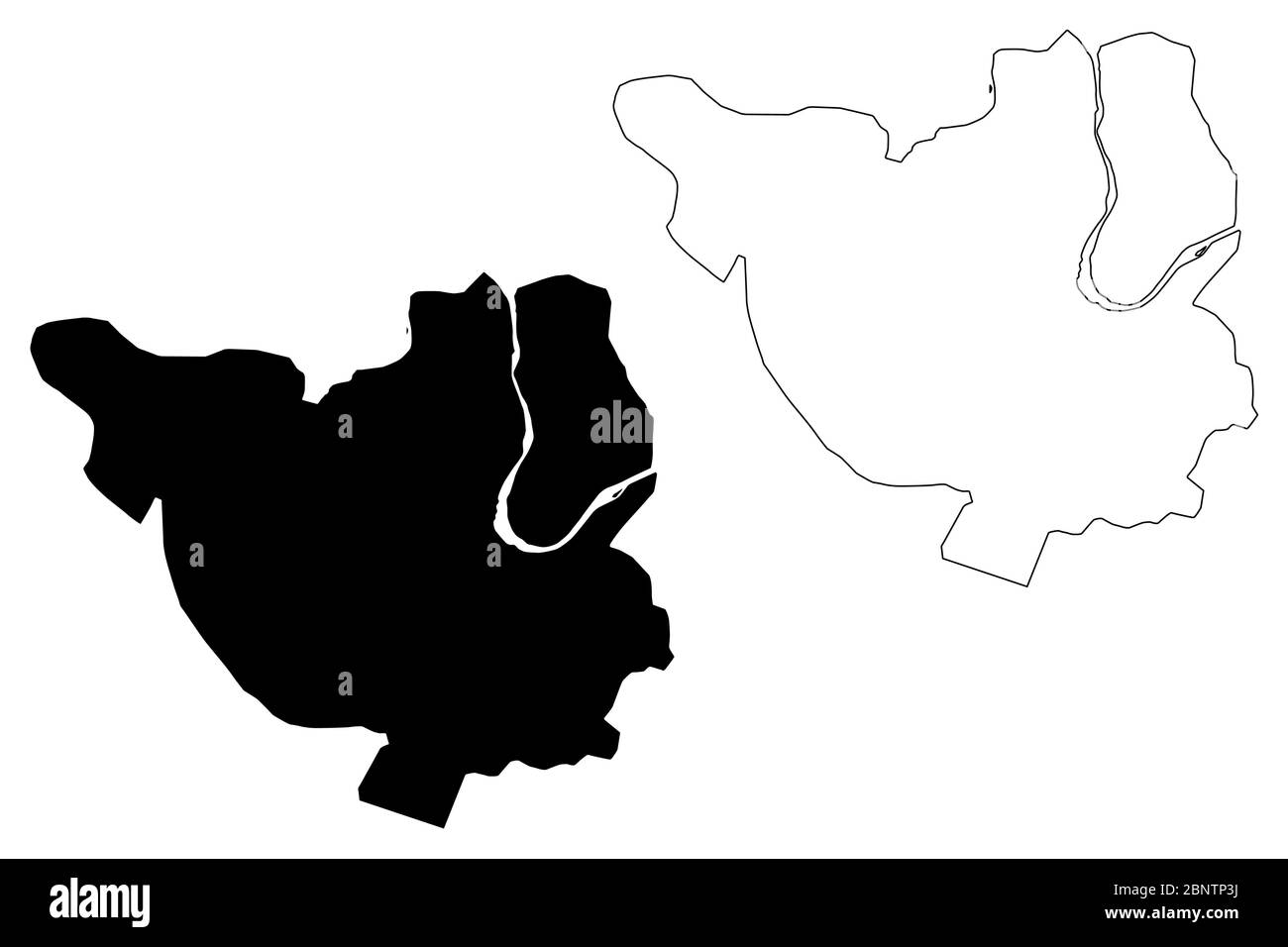 Agra City (Republic of India, Uttar Pradesh State) map vector ...