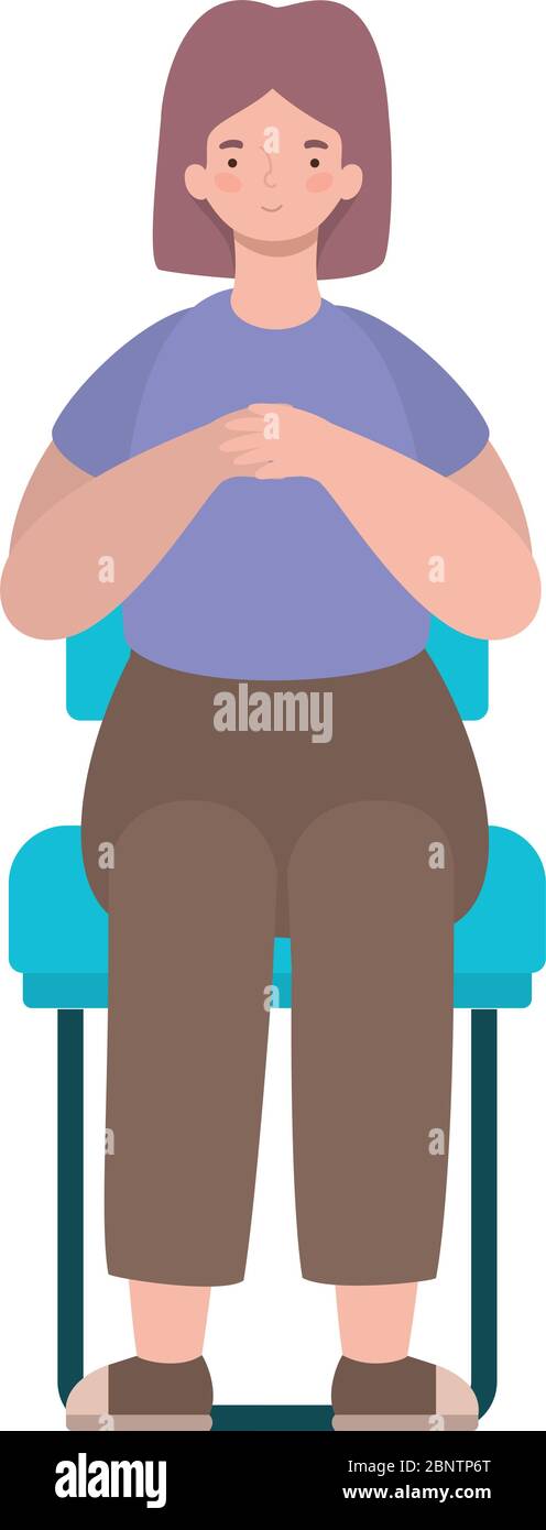 happy woman cartoon sitting on seat vector design Stock Vector Image ...