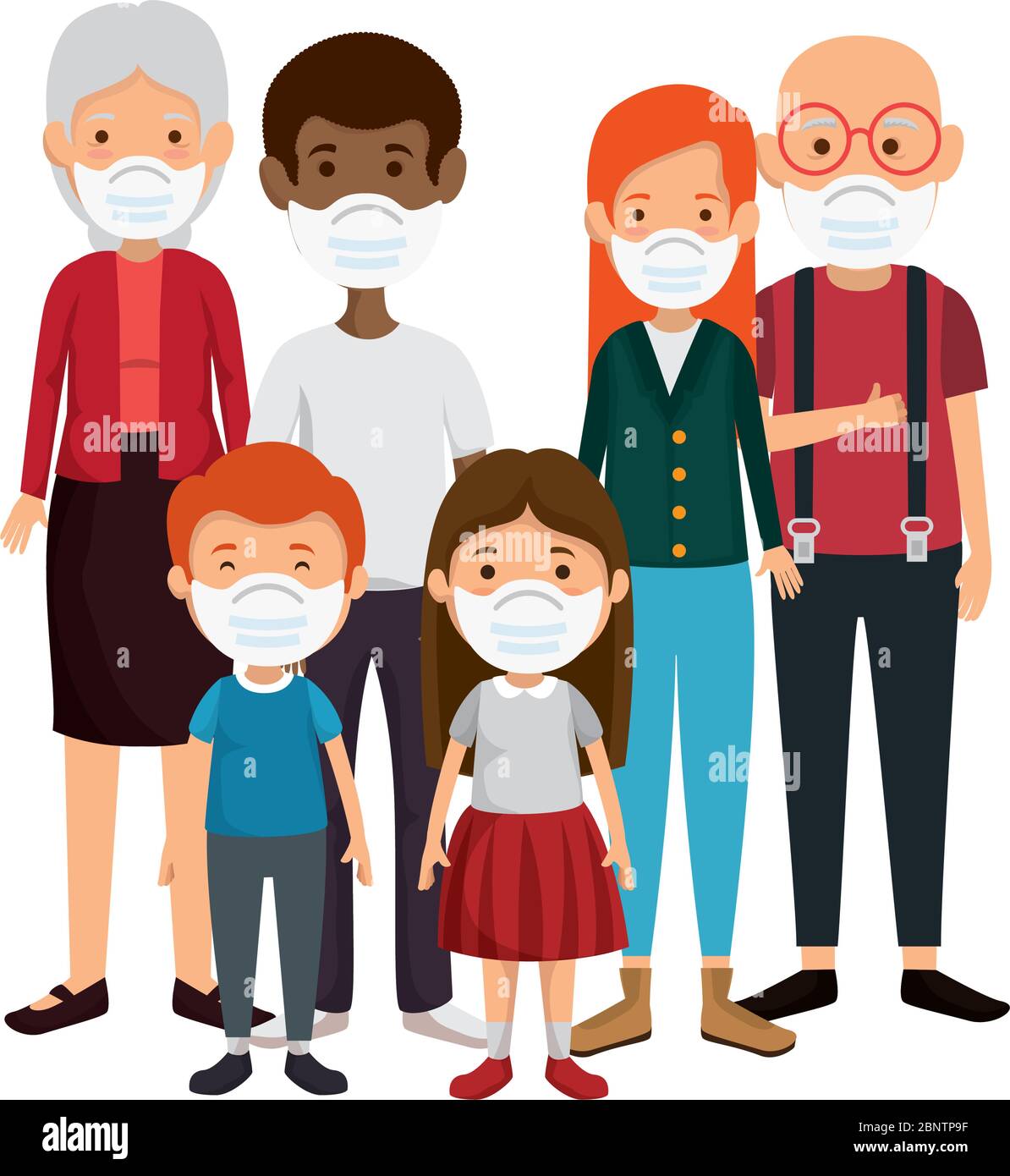 family members group using face mask Stock Vector Image & Art - Alamy