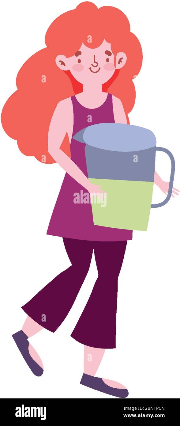 girl with juice pitcher cartoon character isolated icon design vector ...