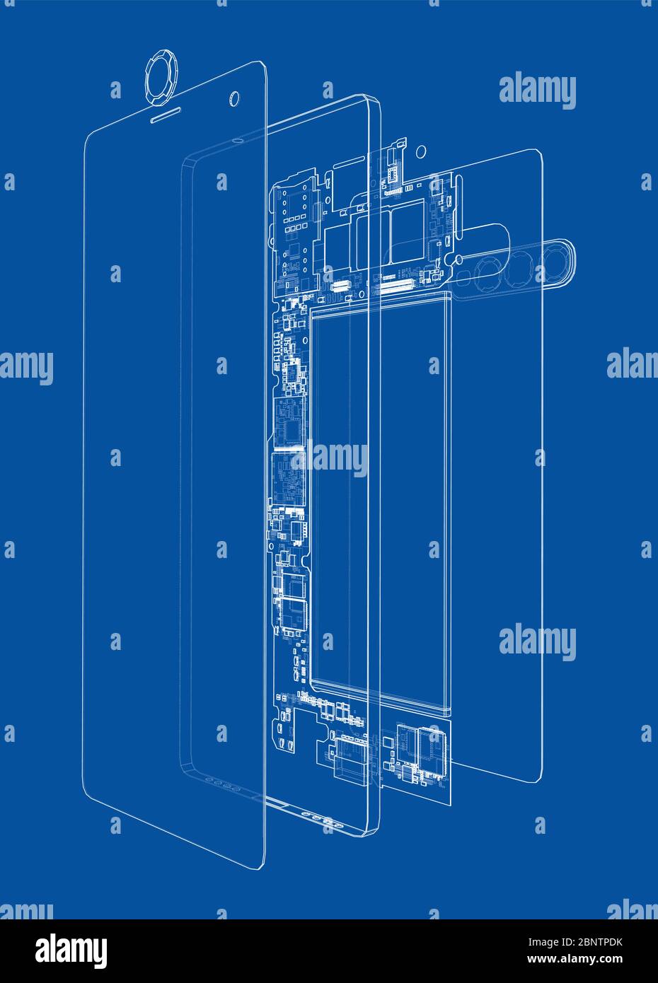 Disassembled smartphone concept outline. Vector Stock Vector Image ...