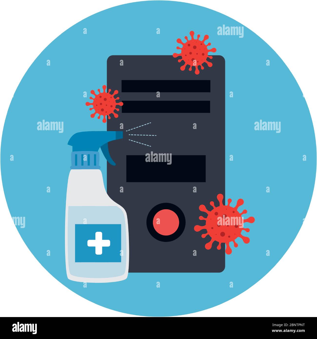 cpu server with prevention spray bottle covid 19 Stock Vector Image ...