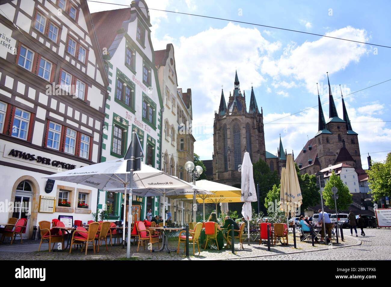 Erfurt, Germany. 15th May, 2020. A Thuringian square with the terraces ...