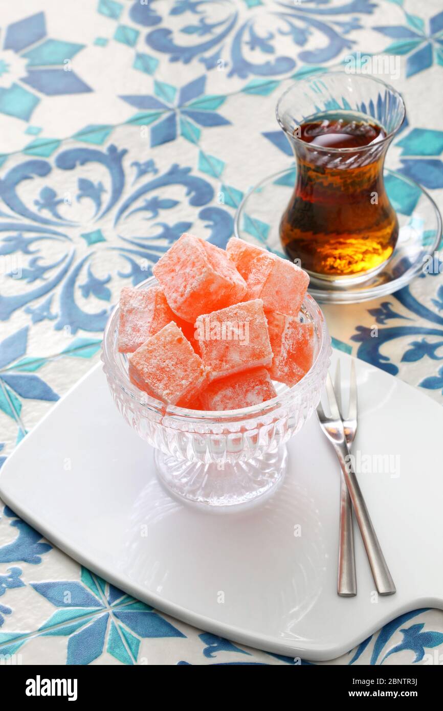 homemade turkish delight lokum, rose flavor Stock Photo - Alamy