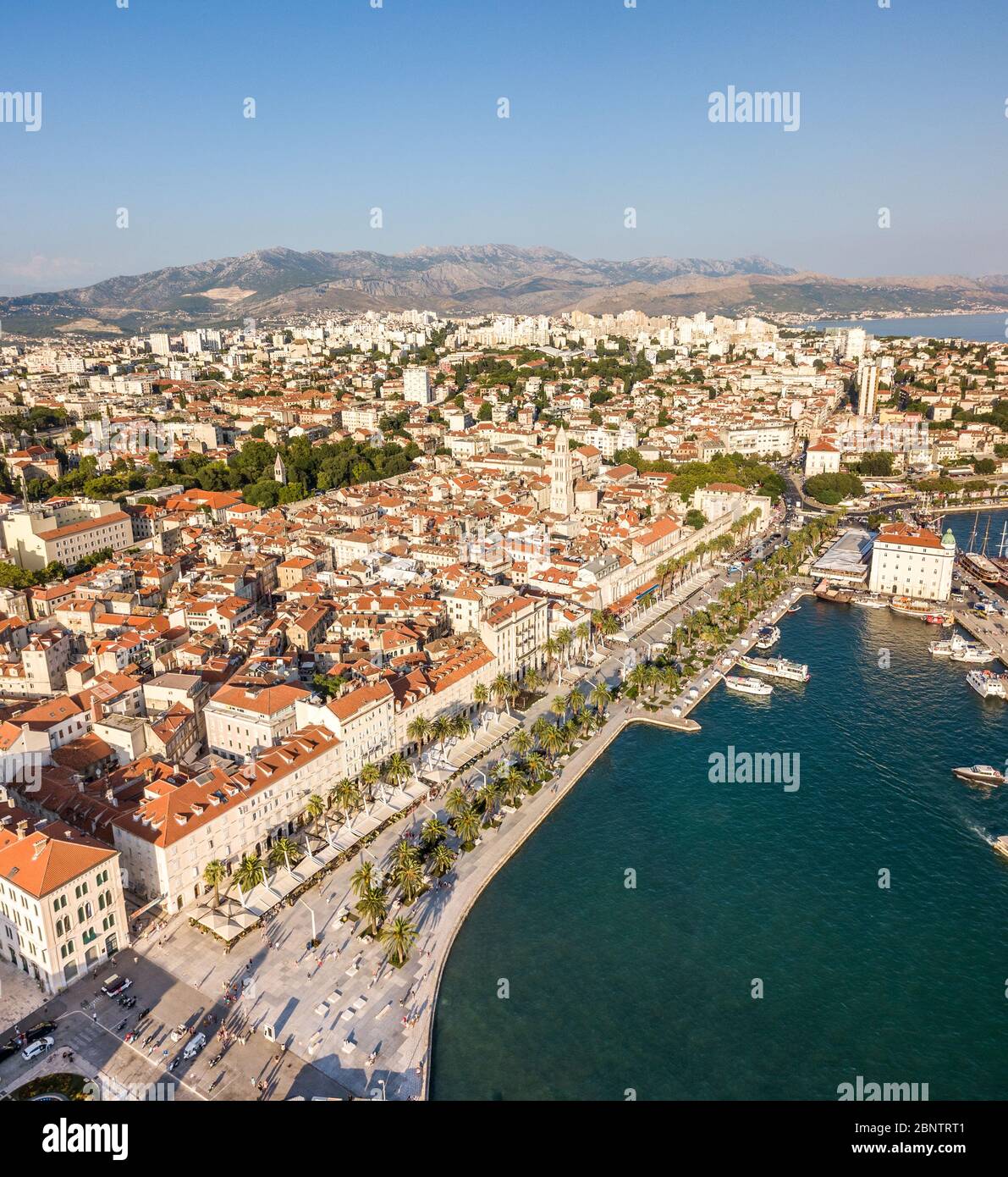 Aerial photograph of the city centre of Split, Croatia. Showing the ...
