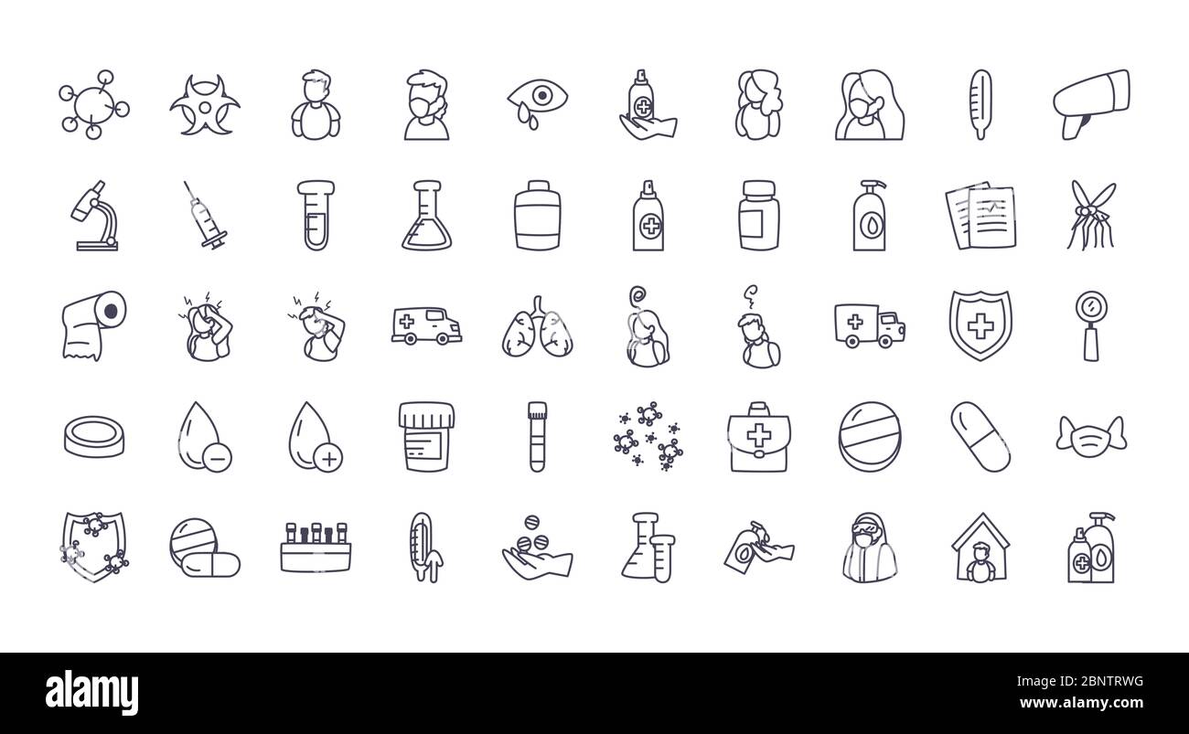 line style icon set design of Medical care health and emergency theme ...