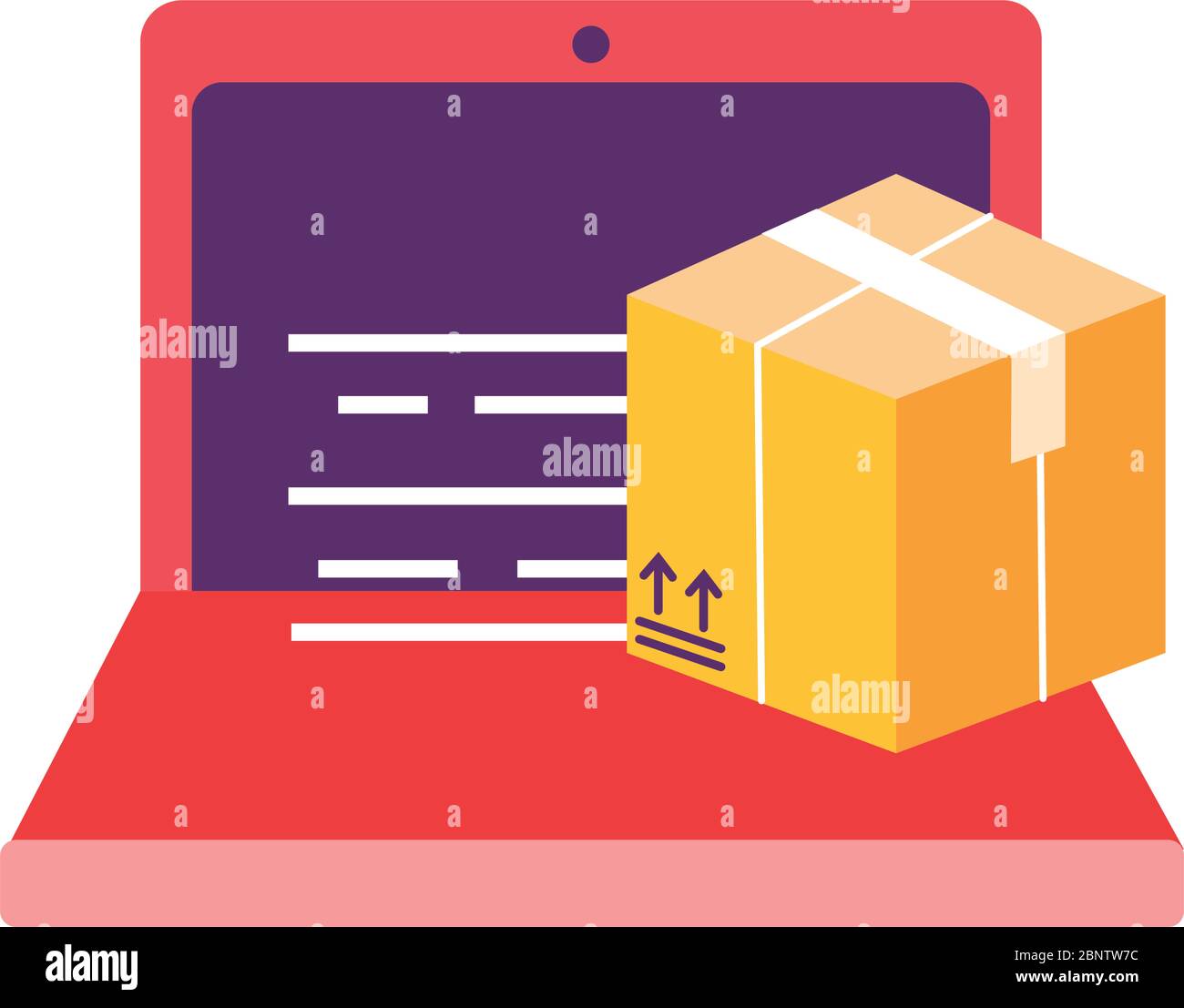 laptop with box delivery service detailed style Stock Vector Image ...
