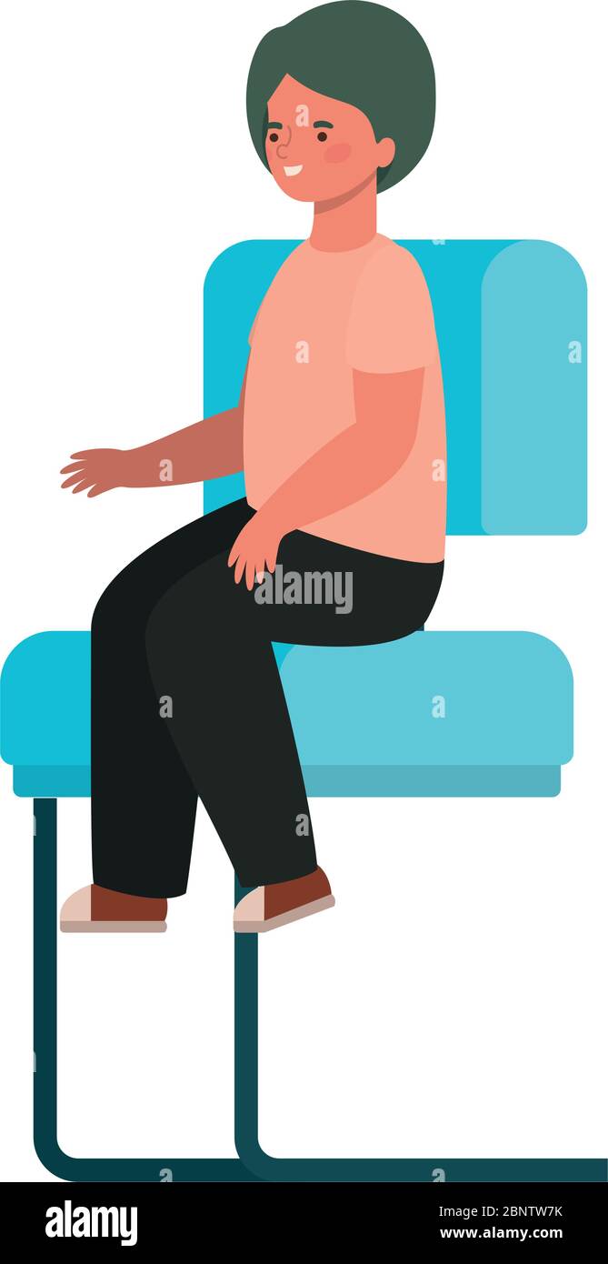Isolated boy cartoon sitting on seat vector design Stock Vector Image ...