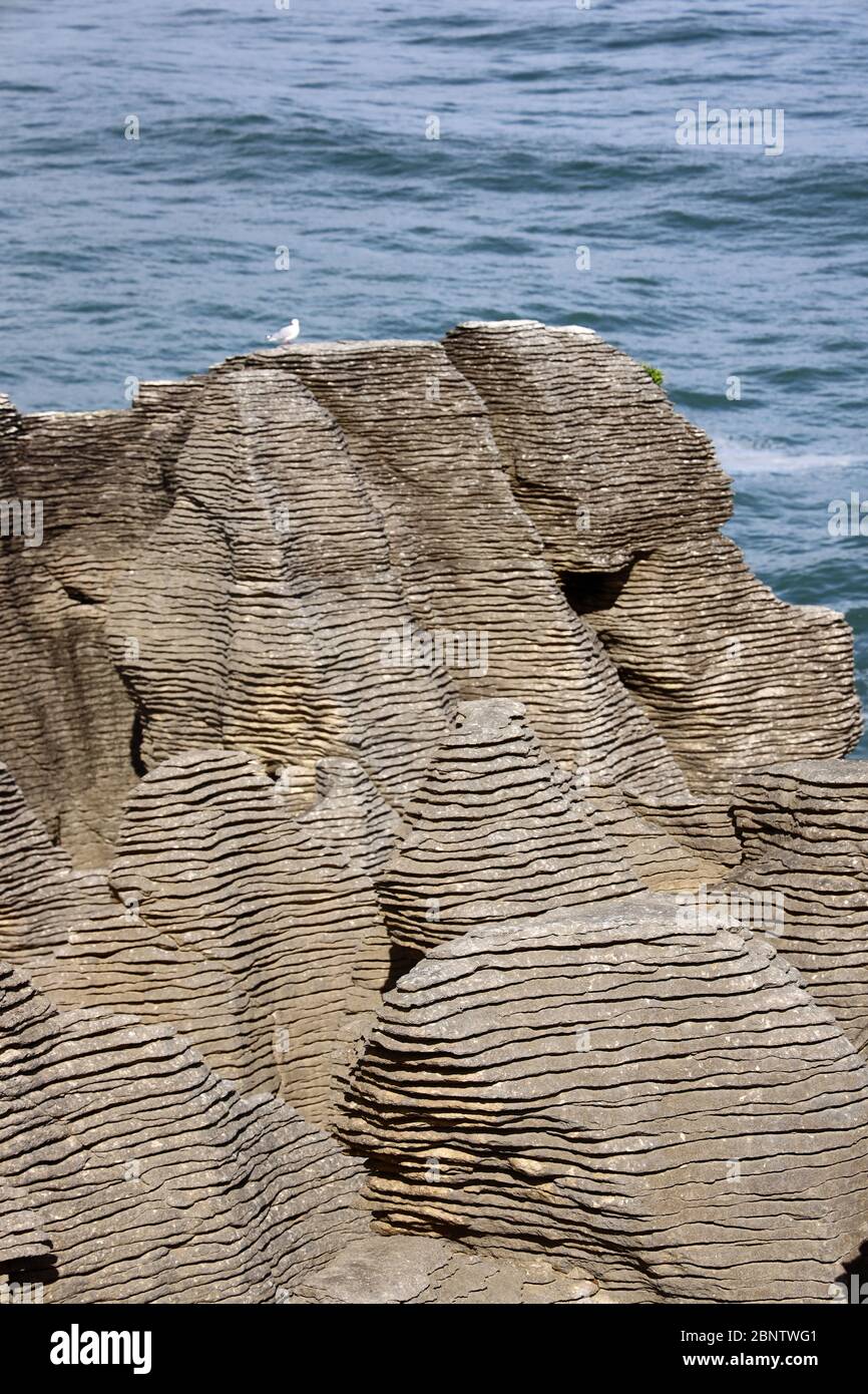 Punakaiki. Pancake Rocks, Geological formation of layered limestone ...