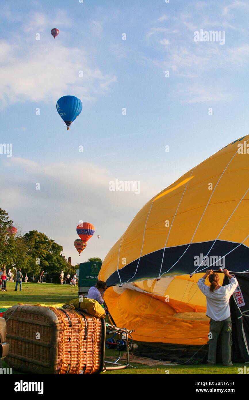 Inflating Hot Air Balloons Stock Photo - Alamy