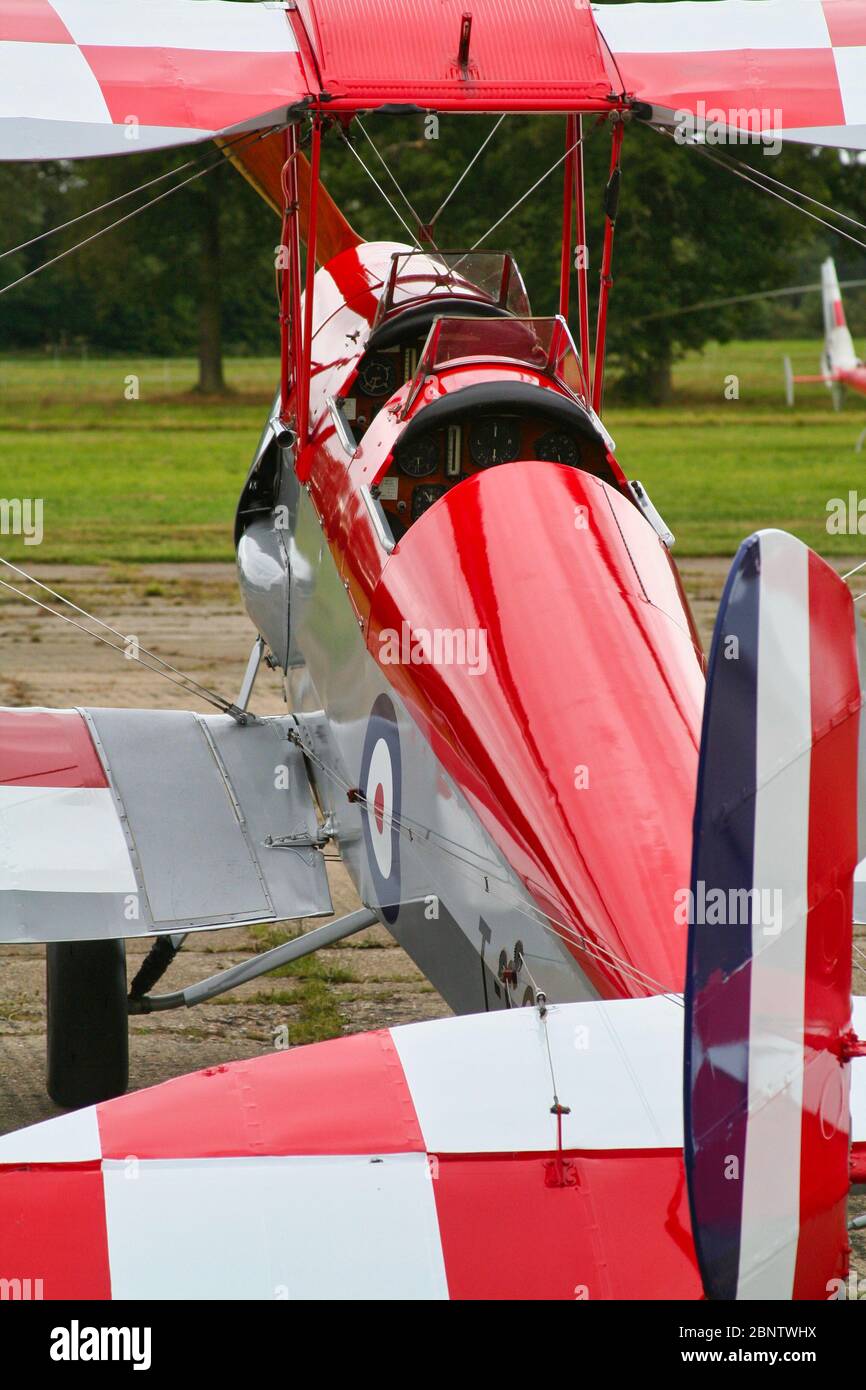 Vintage Biplane in Red, White and Blue Stock Photo - Alamy