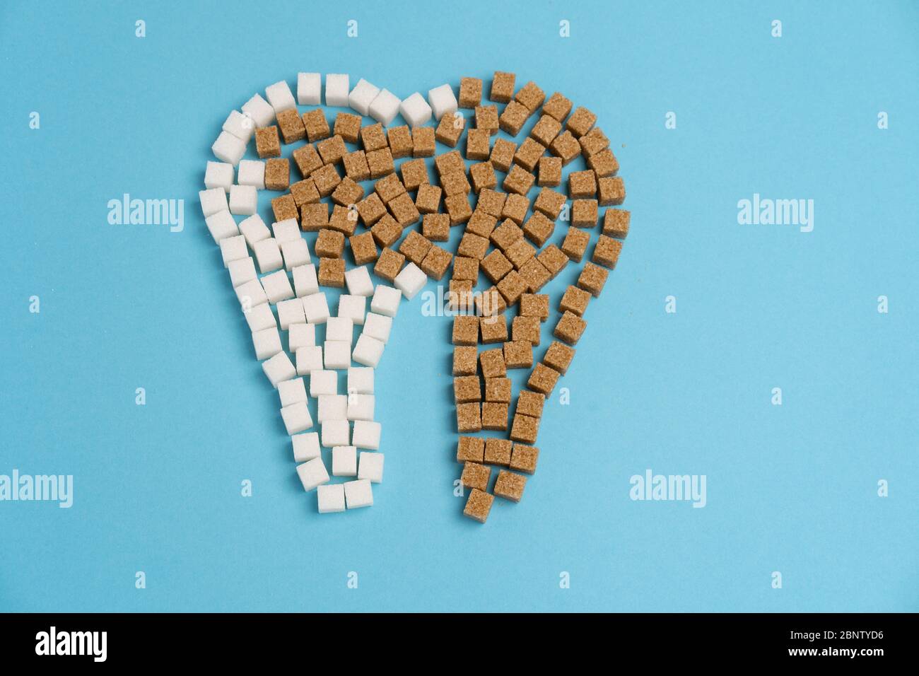 Sugar destroy tooth enamel leads tooth decay White Sugar cubes shape ...