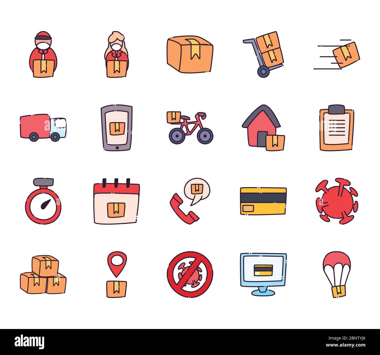 flat style icon set design, Safe delivery logistics and transportation ...