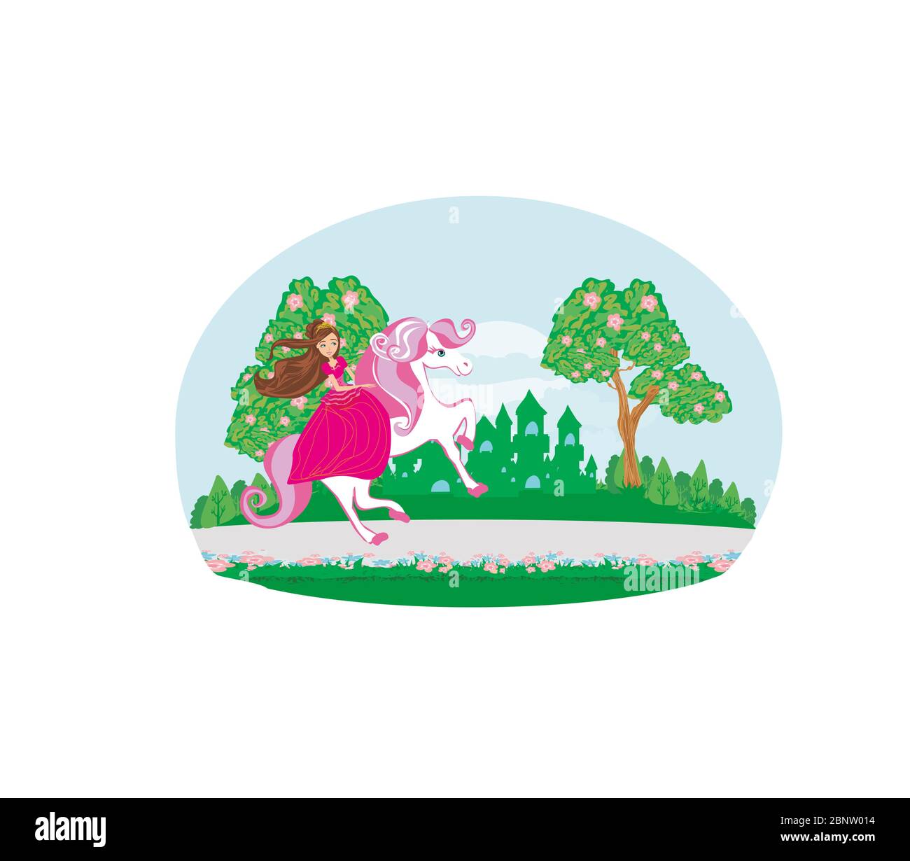 Princess riding a horse into the castle Stock Vector Image & Art - Alamy