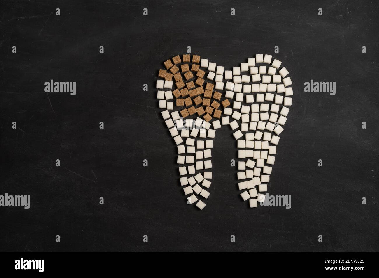 Sugar destroy tooth enamel leads tooth decay White Sugar cubes shape ...