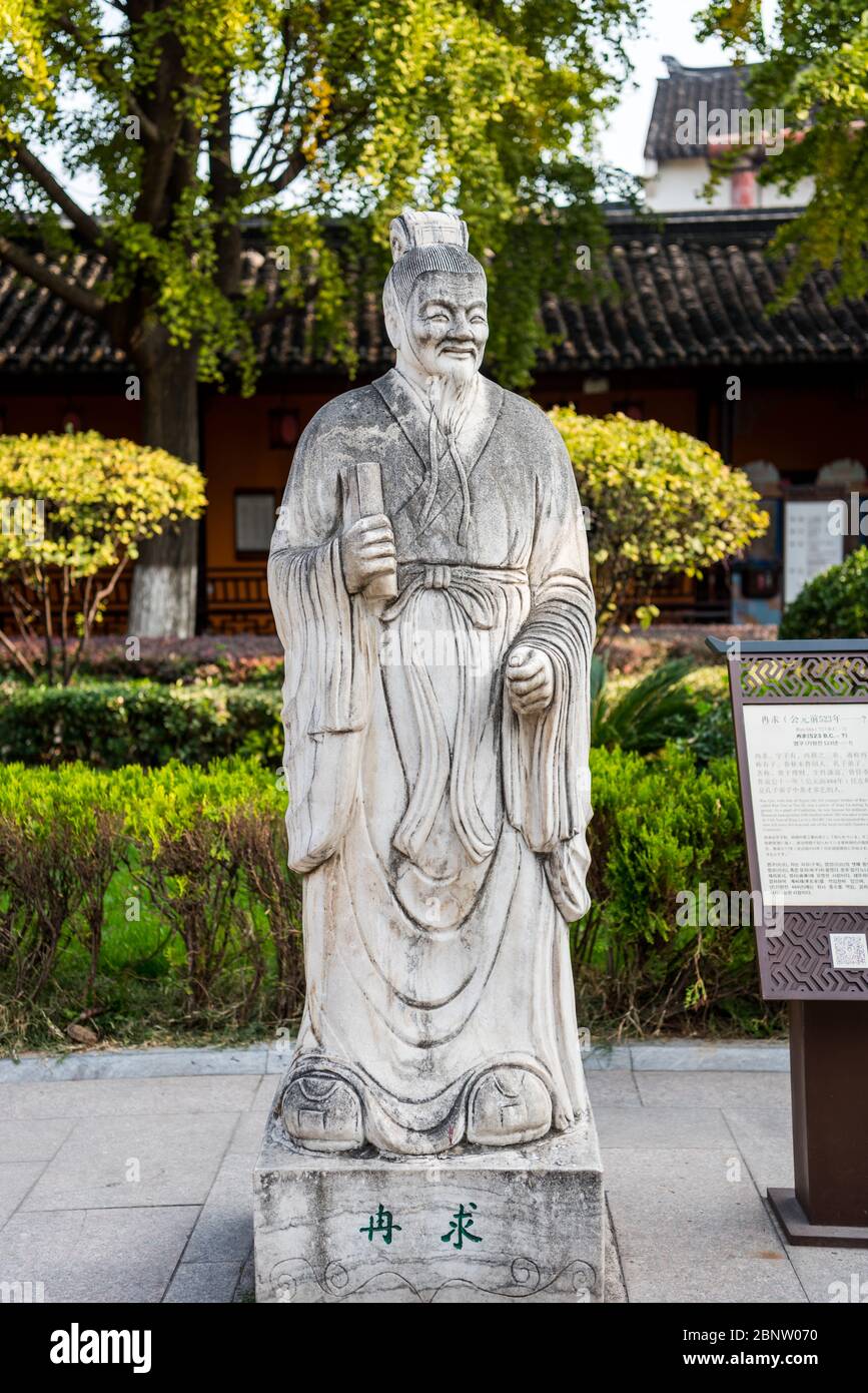 Marble statue of Ranqiu, a Confucius' student, in the Temple of ...