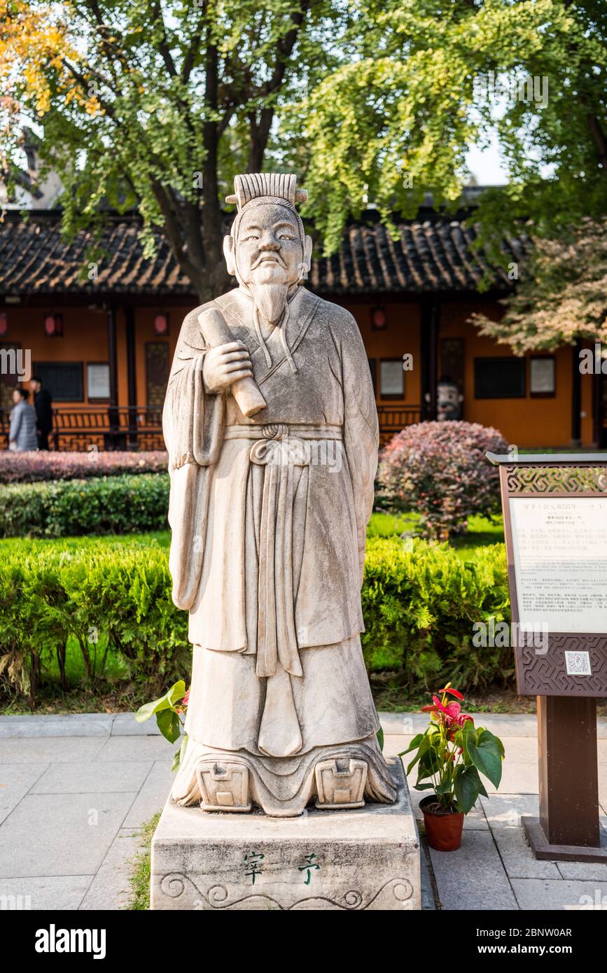 Marble statue of Zai Yu, a Confucius' student, in the Temple of ...