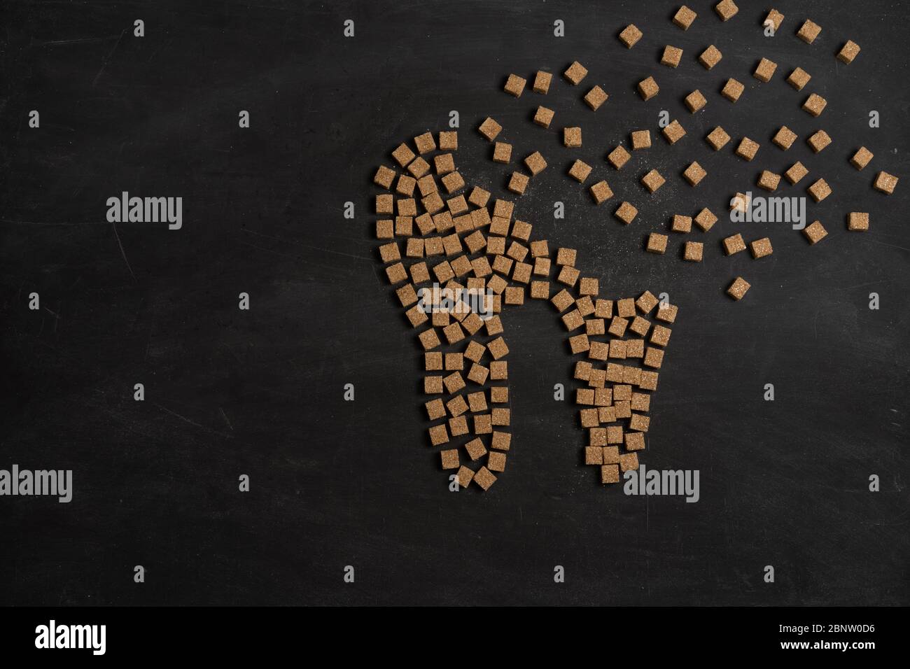 Sugar destroy tooth enamel leads tooth decay White Sugar cubes shape ...