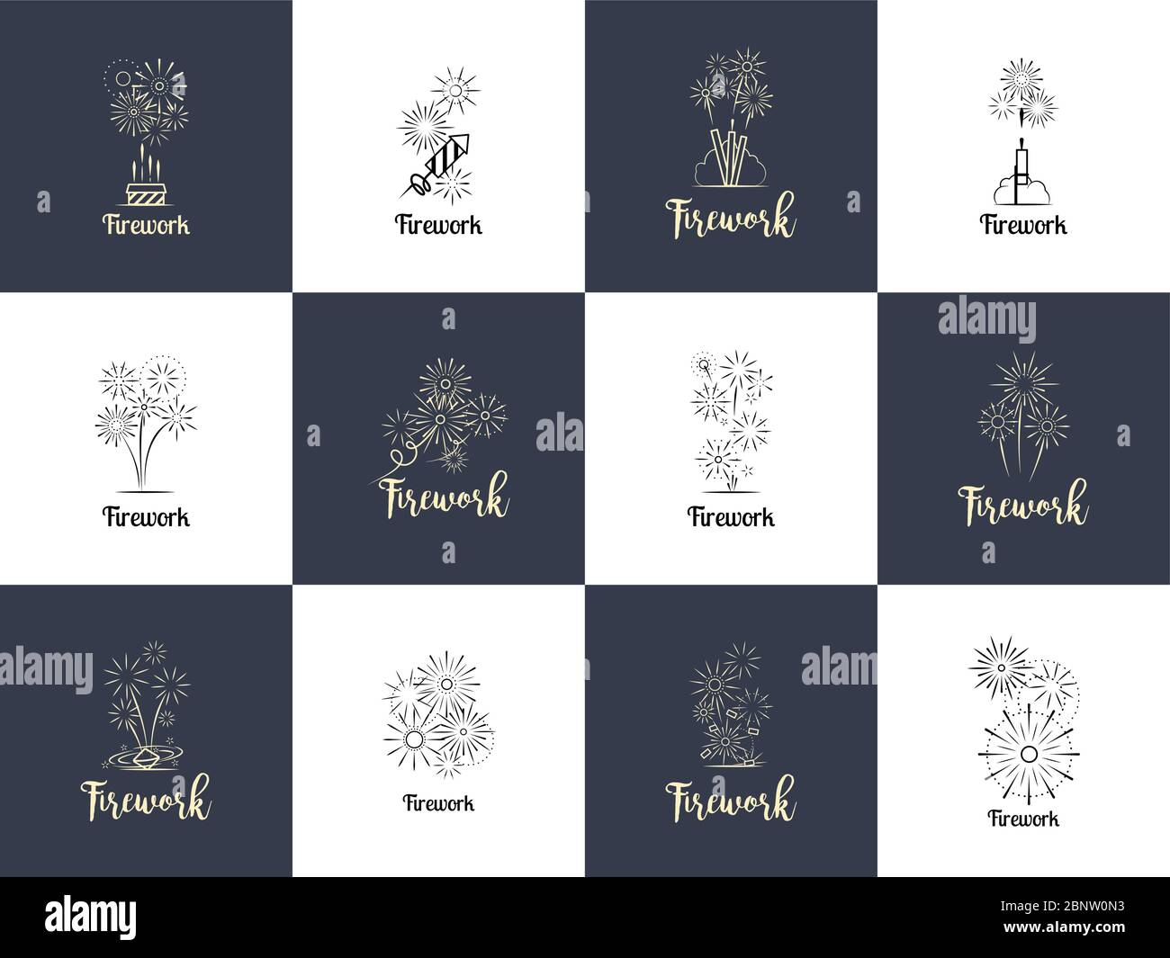 Firework logo design set on white background. Vector illustration Stock ...
