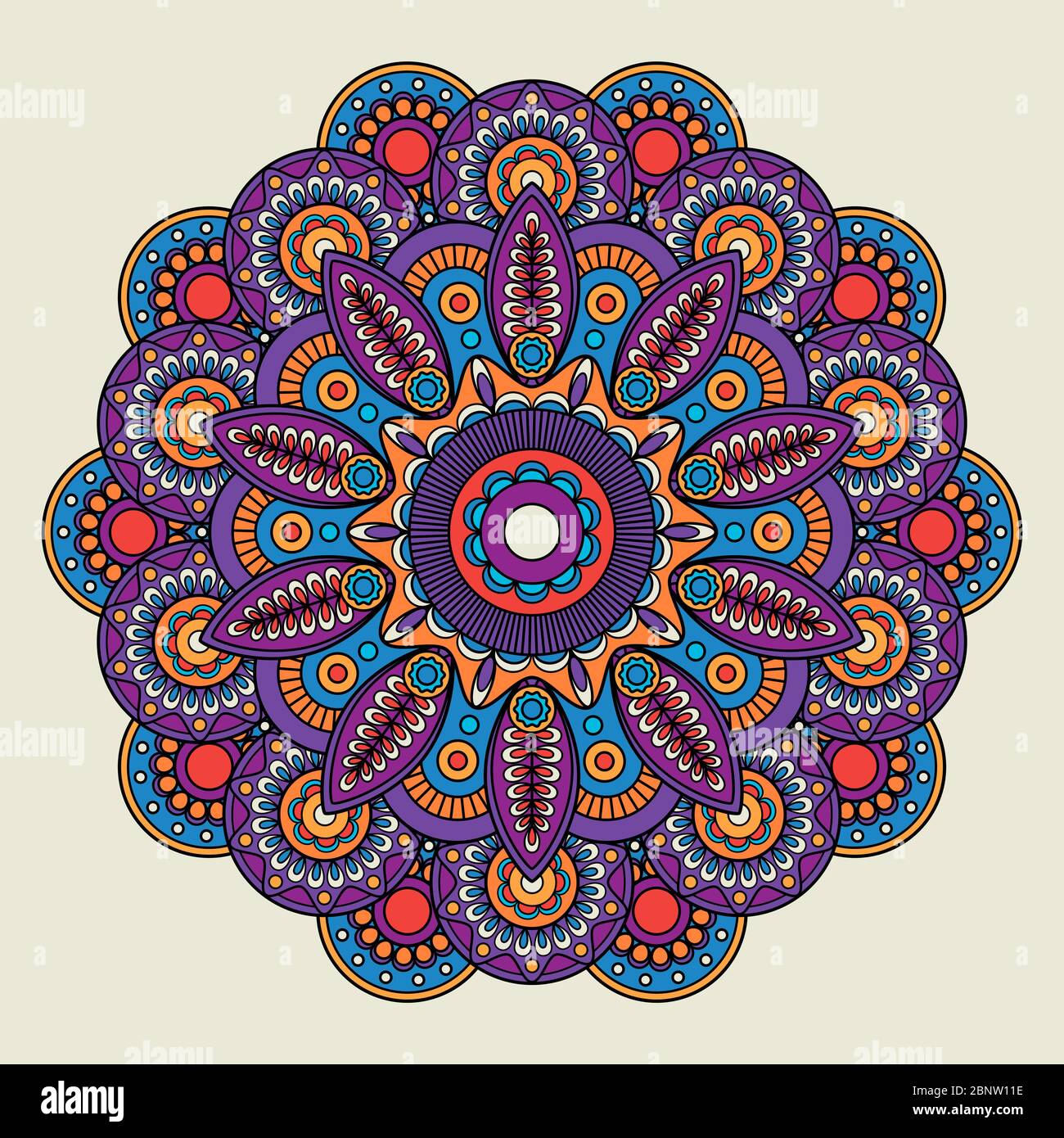 Indian doodle boho hippie mandala. Vector illustration Stock Vector ...