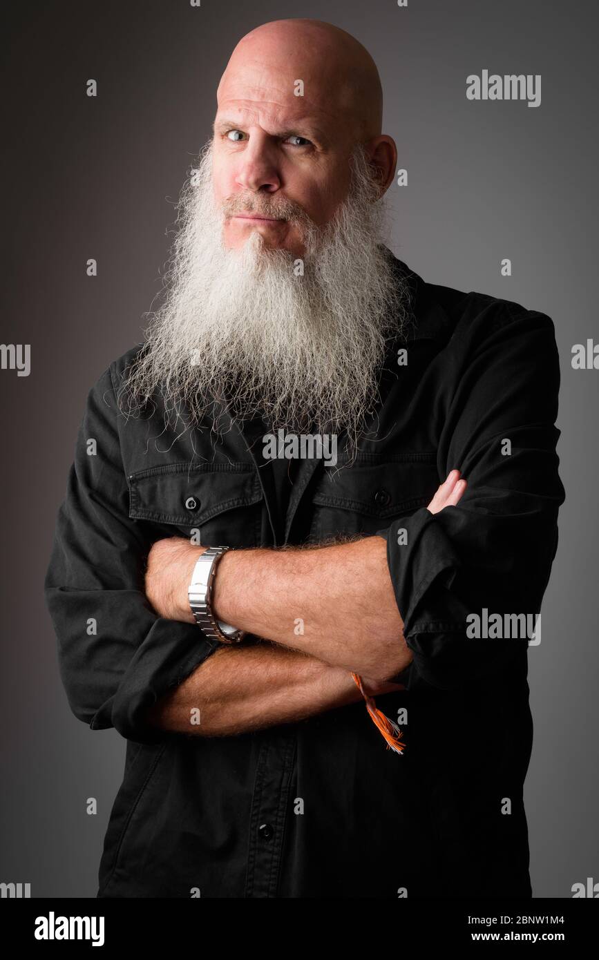 Stressed mature bald bearded man hi-res stock photography and images ...