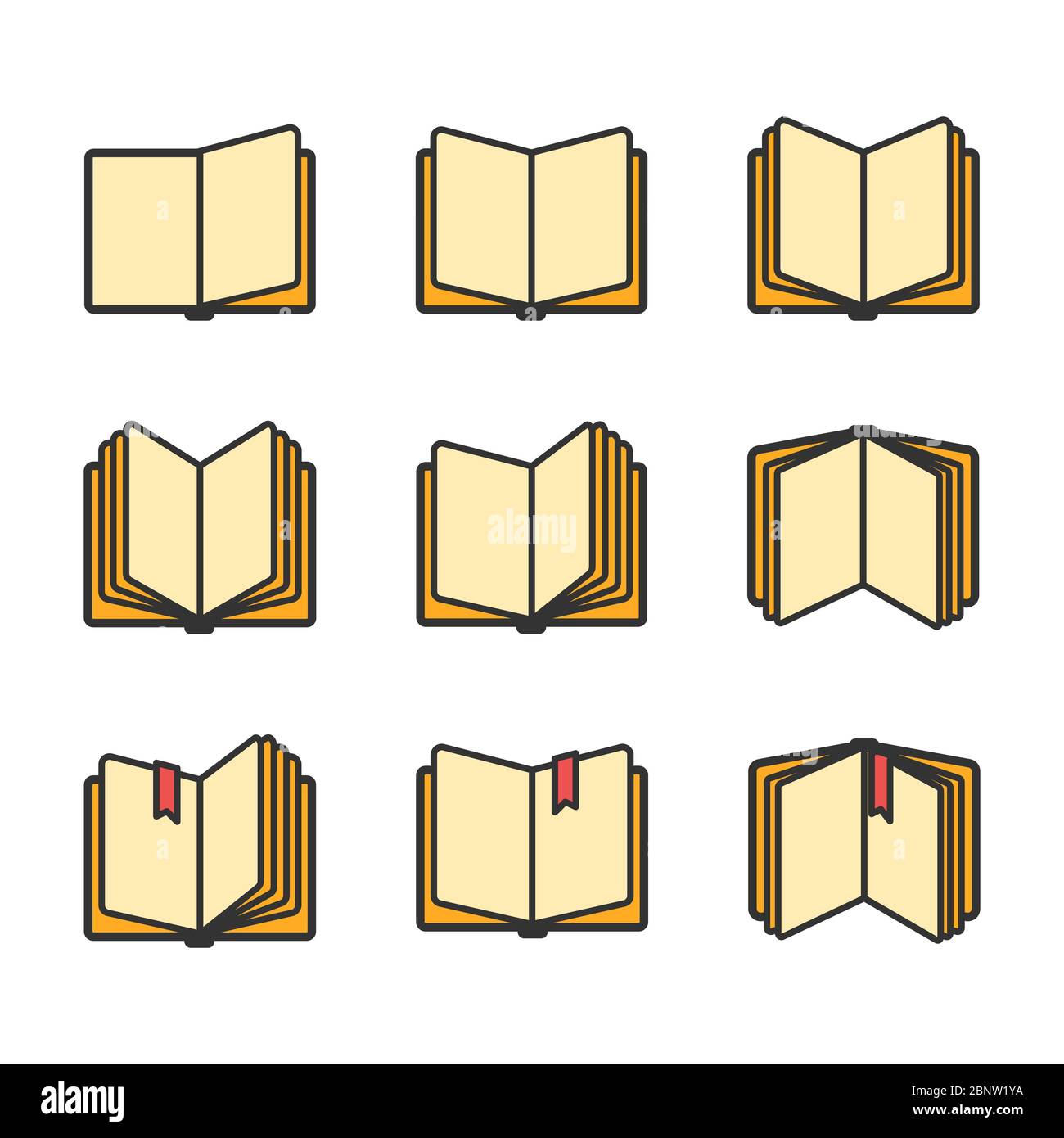 Open books icons set isolated over white. Vector illustration Stock ...