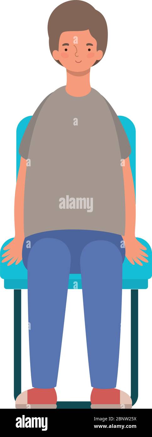 happy man cartoon sitting on seat vector design Stock Vector Image ...