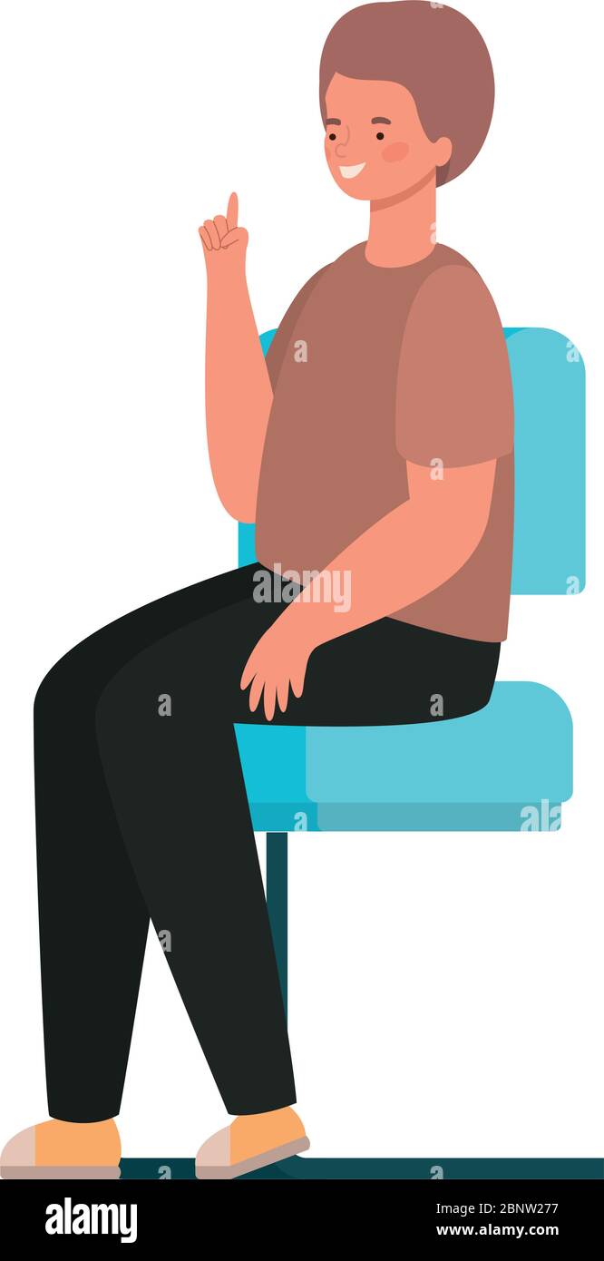 happy man cartoon sitting on seat vector design Stock Vector Image ...