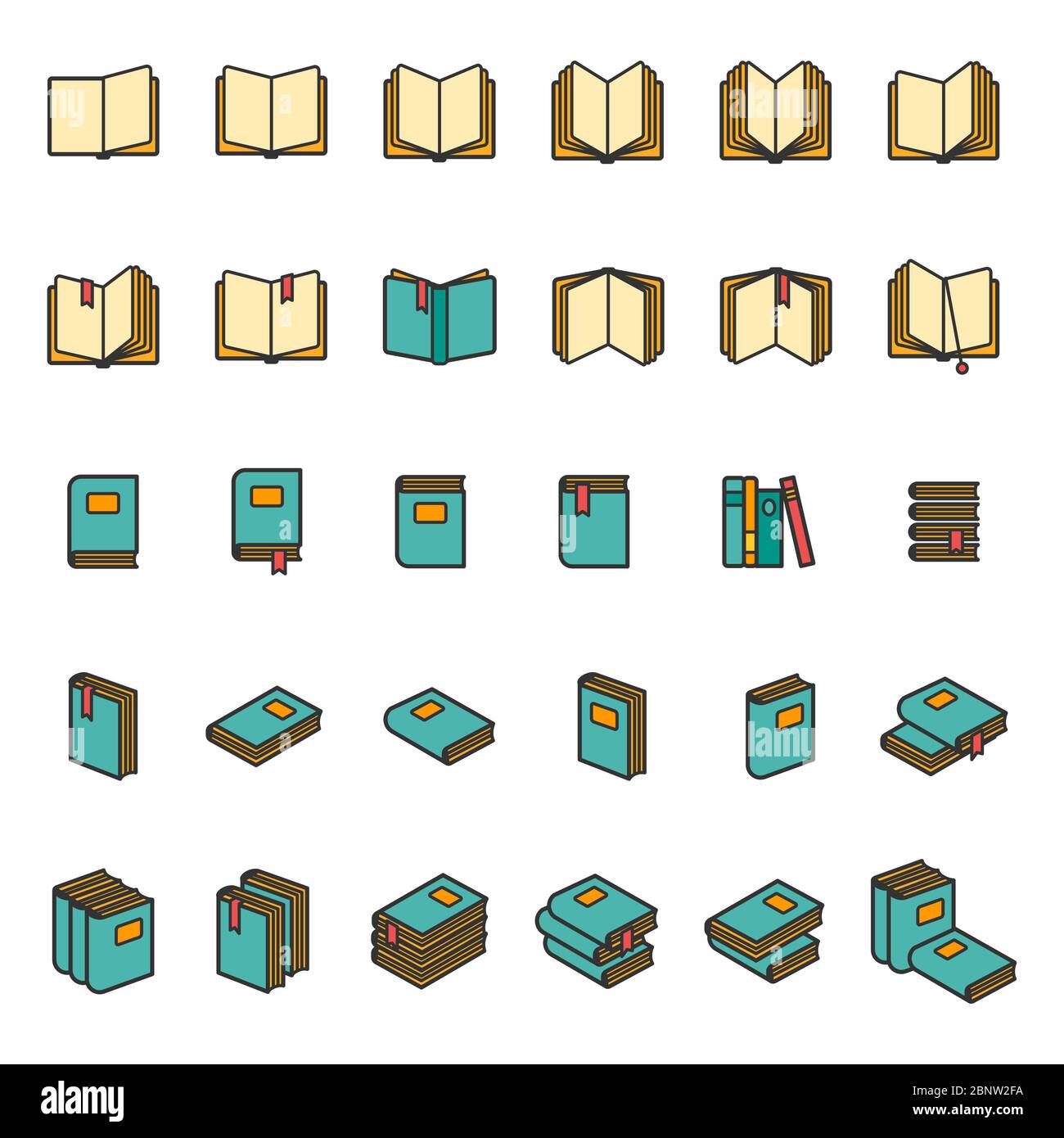 Office books and folders icons set. Vector illustration Stock Vector ...
